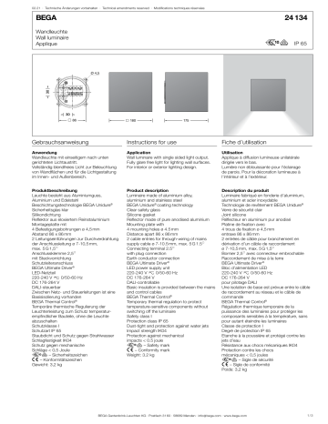 Bega 24 134 W K3 Wall luminaire Instructions for use | Manualzz