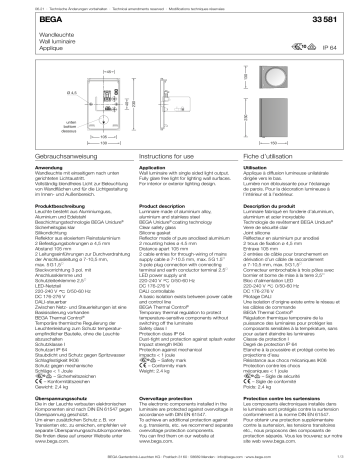 Bega 33 581 W K4 Wall luminaire Instructions for use | Manualzz