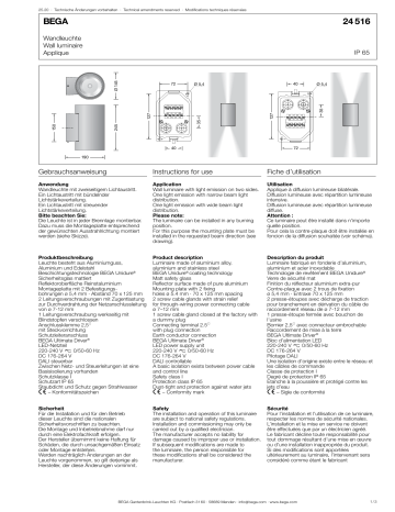 Bega 24 516 W K4 Wall luminaire Instructions for use | Manualzz