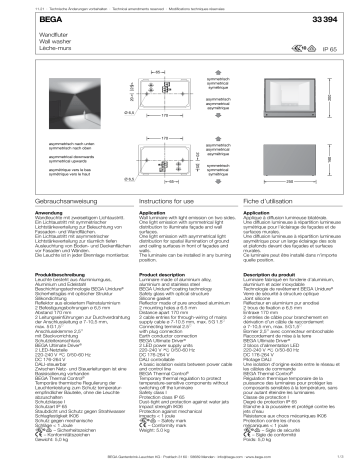 Bega 33 394 W K4 Wall washer Instructions for use | Manualzz