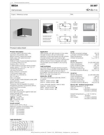 Bega 33 387 W K4 Wall washer Data Sheet | Manualzz
