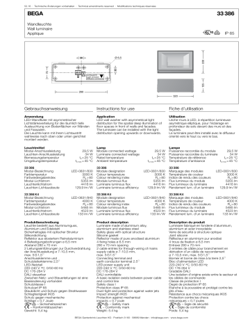 Bega 33 386 W K4 Wall washer Instructions for use | Manualzz