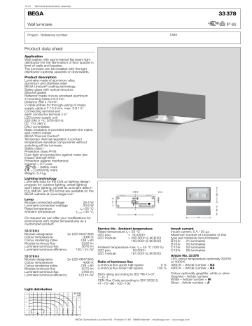 Bega 33 378 W K4 Wall washer Data Sheet | Manualzz