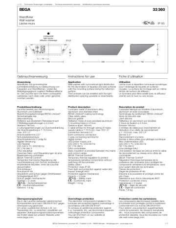 Bega 33 360 W K4 Wall washer Instructions for use | Manualzz