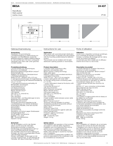 Bega 24 437 W K4 Wall luminaire Instructions for use | Manualzz