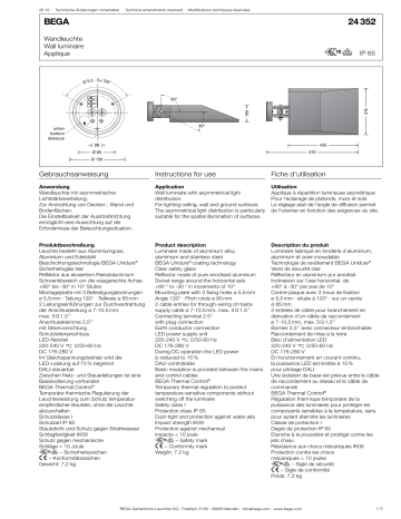 Bega 24 352 K4 Wall luminaire Instructions for use | Manualzz