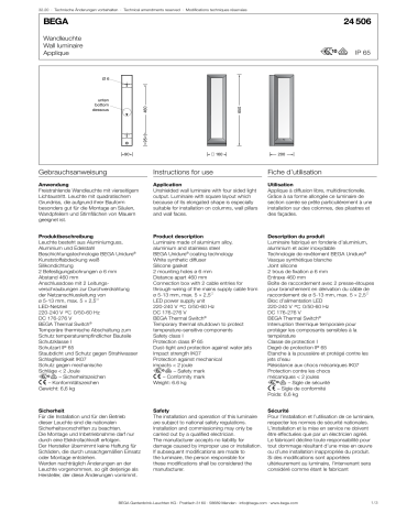 Bega 24 506 K4 Wall luminaire Instructions for use | Manualzz