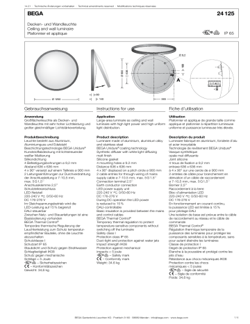 Bega 24 125 W K4 Ceiling and wall luminaire Instructions for use | Manualzz