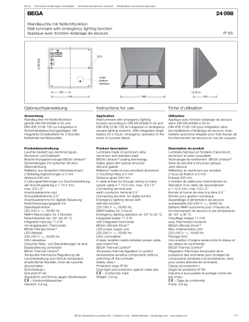 Bega 24 098 K4 Wall luminaire Instructions for use | Manualzz