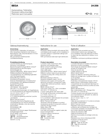 Bega 24 256 W K4 Recessed ceiling downlight Instructions for use | Manualzz