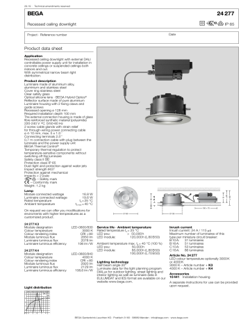 Bega 24 277 K4 Recessed ceiling downlight Data Sheet | Manualzz