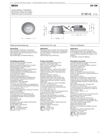 Bega 24 136 W K4 Recessed ceiling downlight Instructions for use | Manualzz