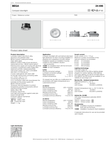 Bega 24 496 K4 Recessed ceiling luminaire Data Sheet | Manualzz