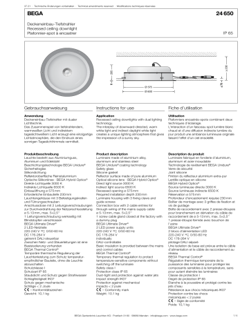 Bega 24 650 K3 Recessed ceiling downlight Instructions for use | Manualzz