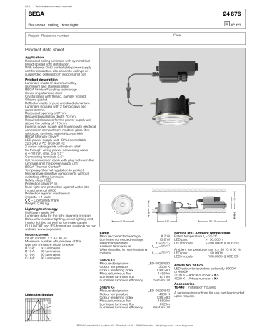Bega 24 676 K4 Recessed ceiling downlight Data Sheet | Manualzz
