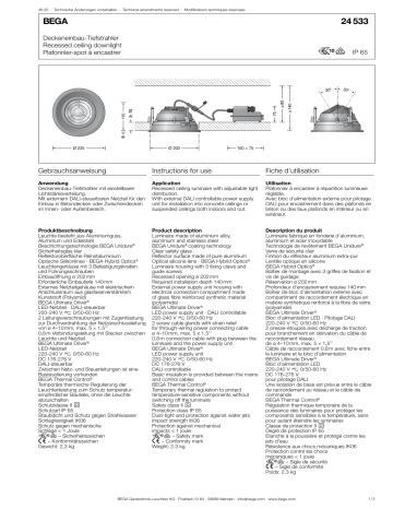 Bega 24 533 W K4 Recessed ceiling downlight Instructions for use | Manualzz