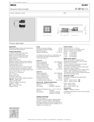 Bega 24 801 K4 Recessed ceiling downlight Data Sheet | Manualzz
