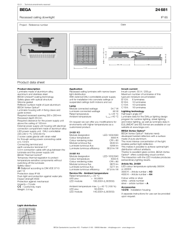 Bega 24 681 K4 Recessed ceiling downlight Data Sheet | Manualzz