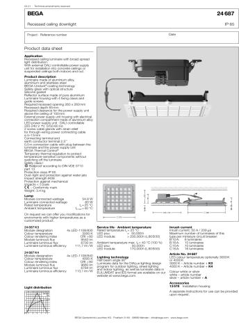 Bega 24 687 K4 Recessed ceiling downlight Data Sheet | Manualzz