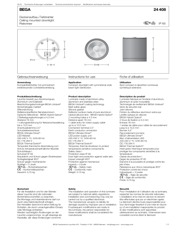 Bega 24 408 W K4 Ceiling mounted downlight Instructions for use | Manualzz