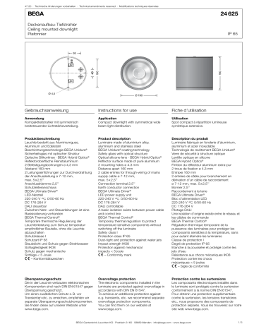 Bega 24 625 W K4 Ceiling mounted downlight Instructions for use | Manualzz
