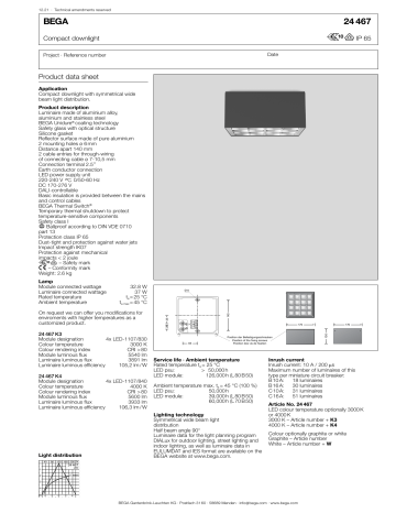 Bega 24 467 W K4 Compact downlight Data Sheet | Manualzz