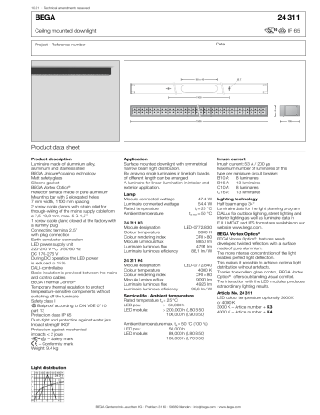 Bega 24 311 K4 Ceiling mounted downlight Data Sheet | Manualzz