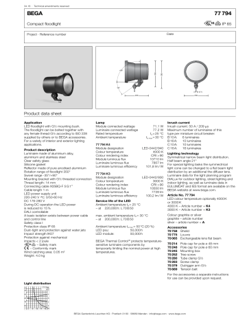 Bega 77 794 K4 Compact floodlight Data Sheet | Manualzz
