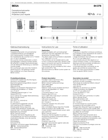 Bega 84 376 A Façade floodlight Instructions for use | Manualzz