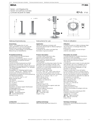 Bega 77 264 K3 Garden and pathway luminaire Instructions for use | Manualzz