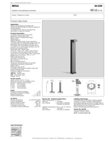 Bega 84 228 K3 Bollard Data Sheet | Manualzz