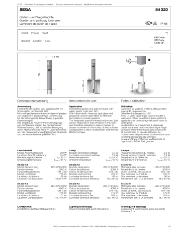 Bega 84 320 K4 Garden and pathway luminaire Instructions for use | Manualzz