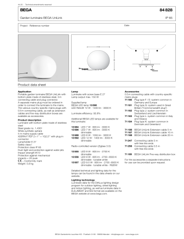 Bega 84 828 K3 Garden luminaire BEGA UniLink Data Sheet | Manualzz