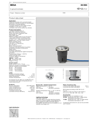 Bega 84 084 K3 In-ground luminaire Data Sheet | Manualzz