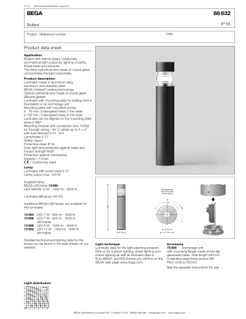 Bega 88 632 K3 Bollard Data Sheet | Manualzz