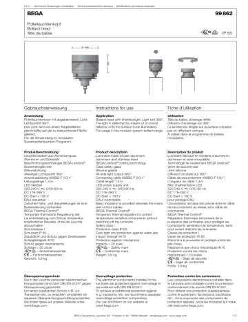 Bega 99 862 K4 Bollard head Instructions for use | Manualzz