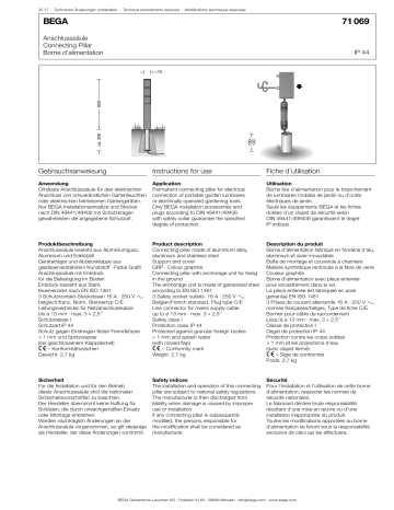 Bega 71 069 Connecting Pillar Instructions for use | Manualzz