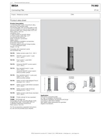 Bega 70 382 Connecting Pillar Data Sheet | Manualzz