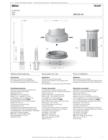 Bega 70 547 Pole Instructions for use | Manualzz