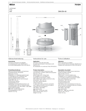 Bega 70 524 Pole Instructions for use | Manualzz