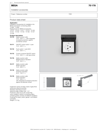 Bega 70 178 Safety socket outlet Data Sheet | Manualzz