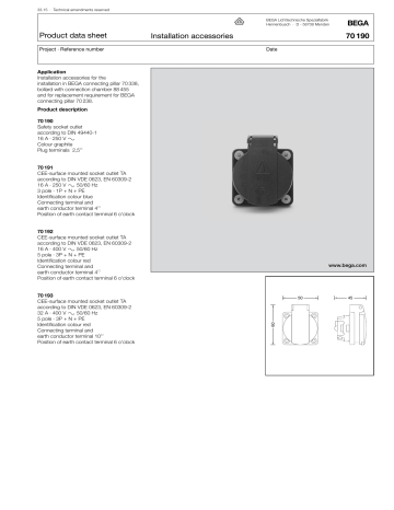 Bega 70 190 Safety socket outlet Data Sheet | Manualzz