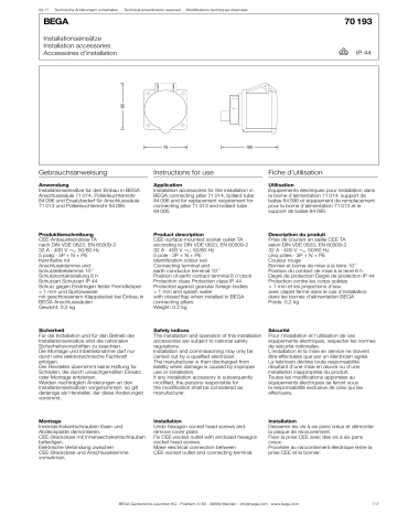 BEGA 70 193 CEE socket Mode d'emploi | Manualzz
