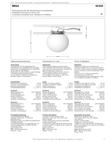 Bega 50 635 K4 LED recessed wall and ceiling luminaire Instructions for use | Manualzz