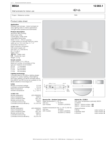 Bega 12 283.1 K4 Wall luminaire Data Sheet | Manualzz