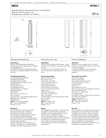 Bega 50 083.1 K4 Wall luminaire Instructions for use | Manualzz
