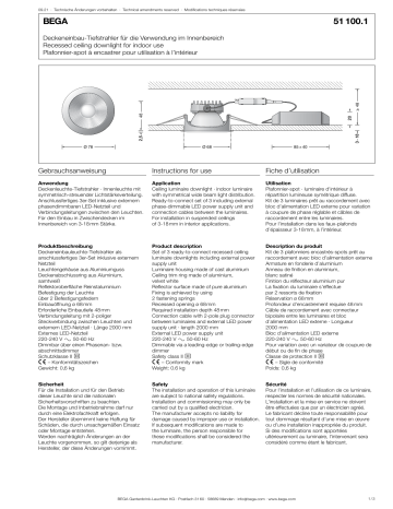 Bega 51 100.1 K3 Recessed ceiling downlight Instructions for use | Manualzz
