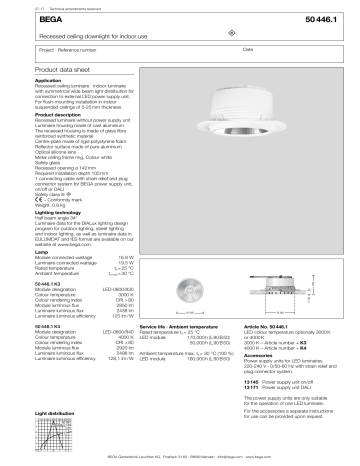 Bega 50 446.1 K4 Recessed ceiling luminaire Data Sheet | Manualzz