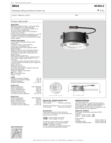Bega 50 004.2 K4 Compact downlight Data Sheet | Manualzz
