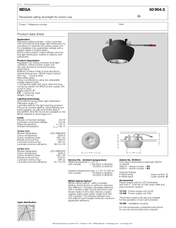 Bega 50 904.5 K4 Recessed ceiling downlight Data Sheet | Manualzz